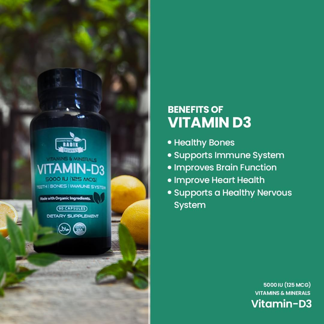 Radix Vitamin D3 125 mcg (5,000 IU) - Supplement to Support Bone, Join ...